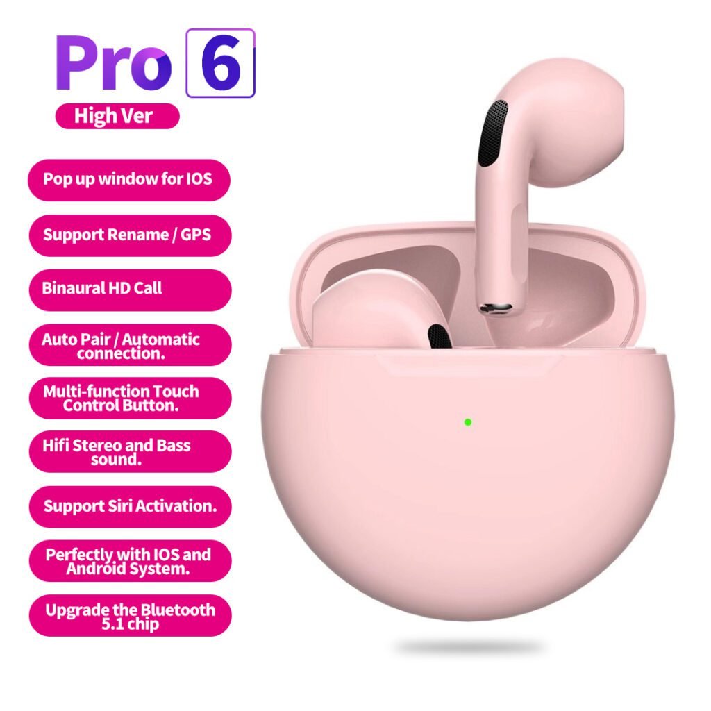 TWS Pro6 – Wireless Headphones Touch Control Headset Mini Earbuds (2021 ...